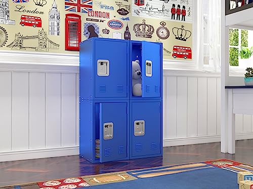 Campfun Kids Storage Locker, Metal Storage Cabinet Locker Cabinet Easy Assembly, Small Storage Cabinet Steel Locker, 24" H Single Locker, Lockers for Kids Bedroom/Home/School/Office, Blue
