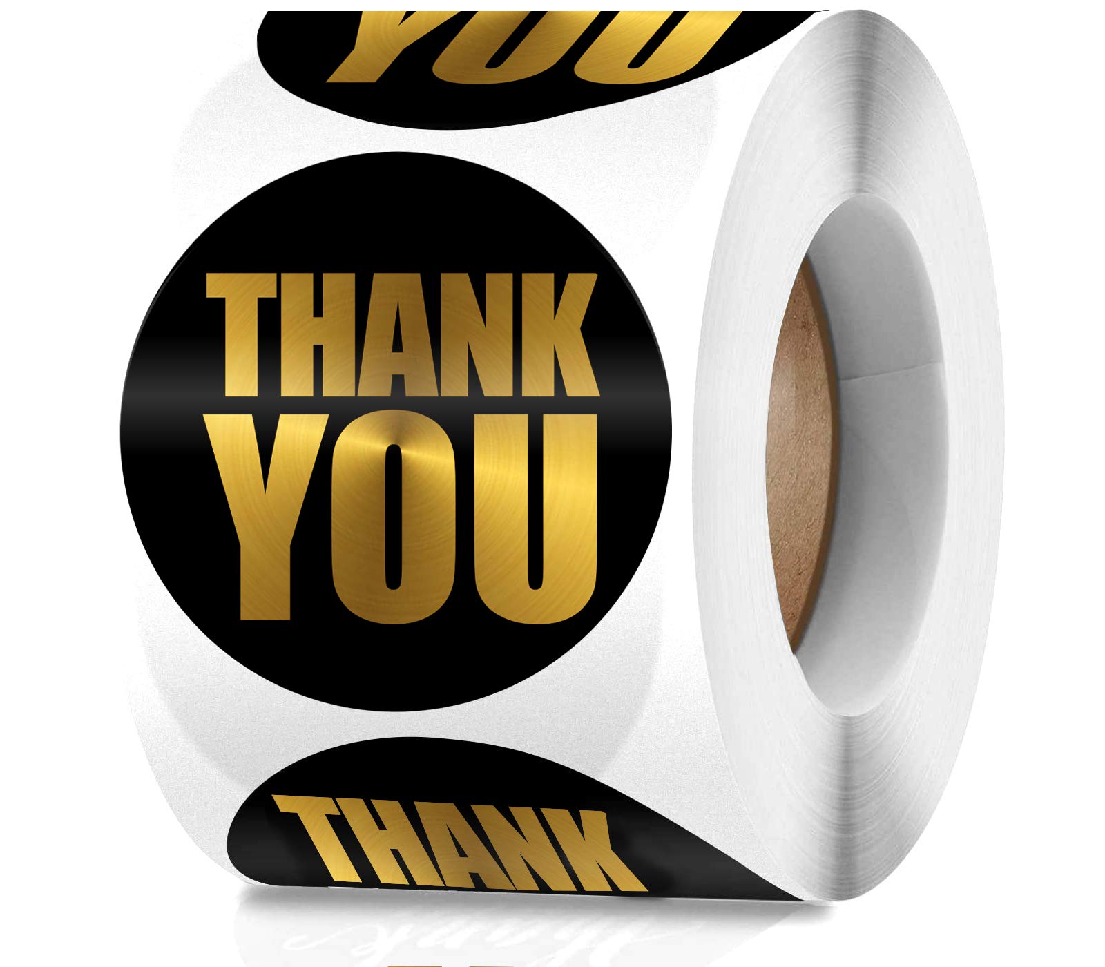 Large Black Thank You Stickers 2 inch - Gold Foil Personalized Sealing Circle Labels, Ideal for Gift Packaging & Small Business | 500 Labels Per Roll