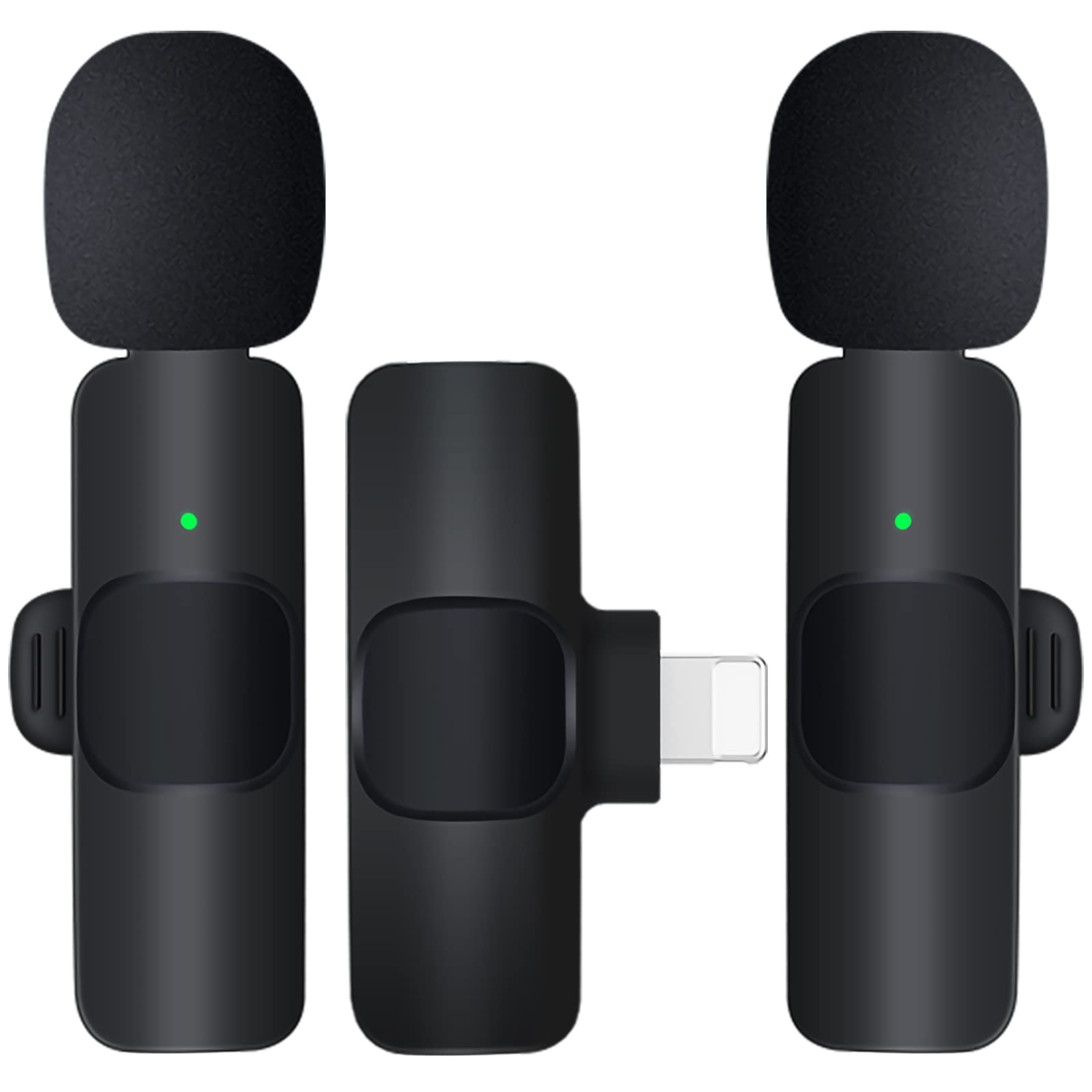 2-Pack Dienmern Wireless Microphone for iPhone Microphone for Video Recording Mini Lapel Lavalier Podcast Tiny Cordless Lav Portable YouTube Professional External Interview Clip On Microphone Wireless