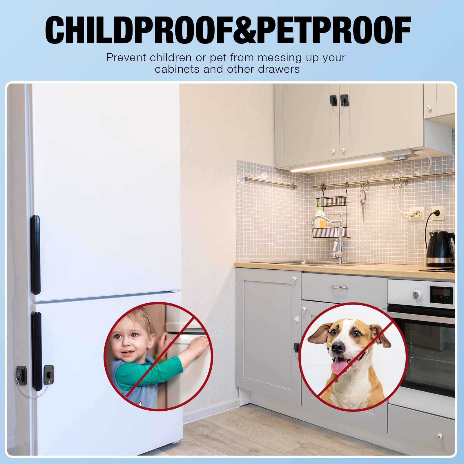 4 Pack Password Fridge Lock Child Safety Cabinet Locks with 2 Pcs Small Screwdriver Adhesive Pantry Lock for Kids Child Adults Drawers Freezer Windows Closets Cabinets Doors