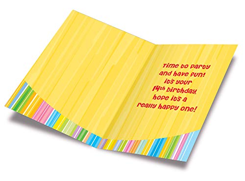 Happy 14th Birthday Card | Made in America | Eco-Friendly | Thick Card Stock with Premium Envelope 5in x 7.75in | Packaged in Protective Mailer | Prime Greetings