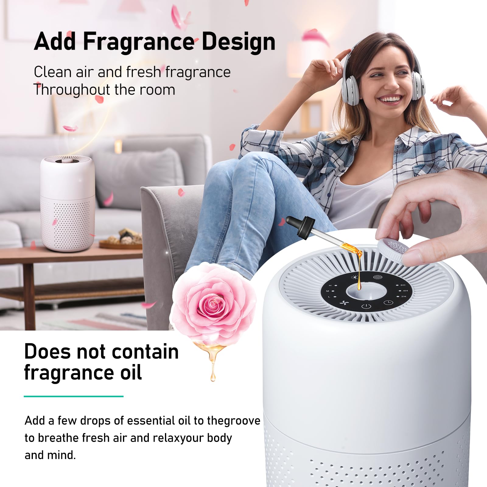 2 Pack TPLMB Air Purifiers for Bedroom H13 HEPA Filter,Fragrance for Better Sleep,Small Air Purifier with Nightlight Speed Control,For Home Living Room Dorm,24dB Filtration System,P60 (2, White)