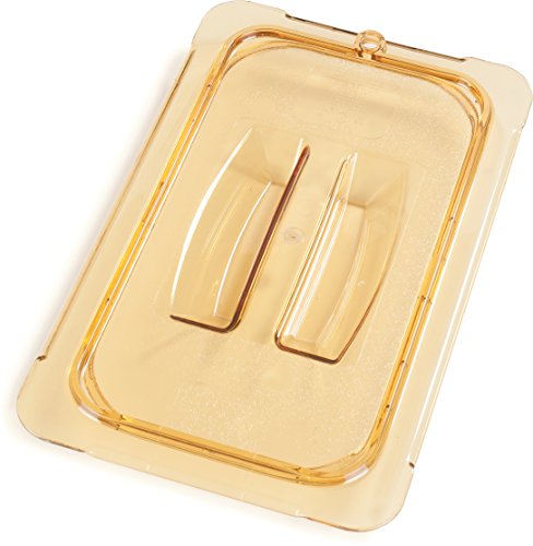 Carlisle FoodService Products 10490U13 StorPlus High Heat Universal Handled Food Pan Lid, Quarter Size, Amber