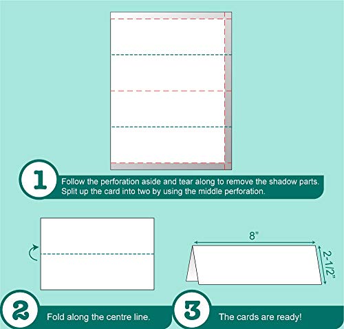 KARRES (QTY 120) 2.5 x 8 Inches Blank Table Place Tent Cards for Weddings Banquets Events Table Seating Food Labels