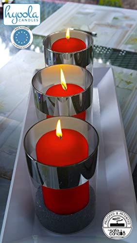 HYOOLA Red Pillar Candles 2-inch x 4-inch - 24 Pack Unscented Bulk Pillar Candles - European Made