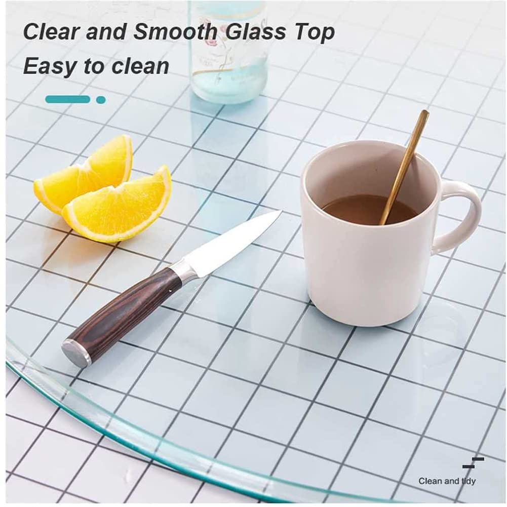 23" Glass Lazy Susan Turntable for Dining Table with Swivel Assist System Round Tabletop Rotating Tray Centerpiece Large Serving Plate Silent & Smooth Spin (23-in)