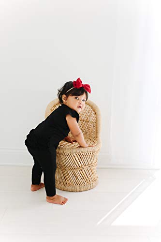 Posh Peanut Baby Girl Pajamas β Ruffled Cap Sleeve Romper PJs β Soft Viscose from Bamboo One-Piece for Babies & Toddlers(12-18 Months) Solid Ribbed Black
