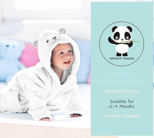 HIPHOP PANDA Baby Animal Face Robe Viscose Derived From Bamboo for 0-9 Months - 2 Layer Softest Baby Bath Hooded Robe, Bear