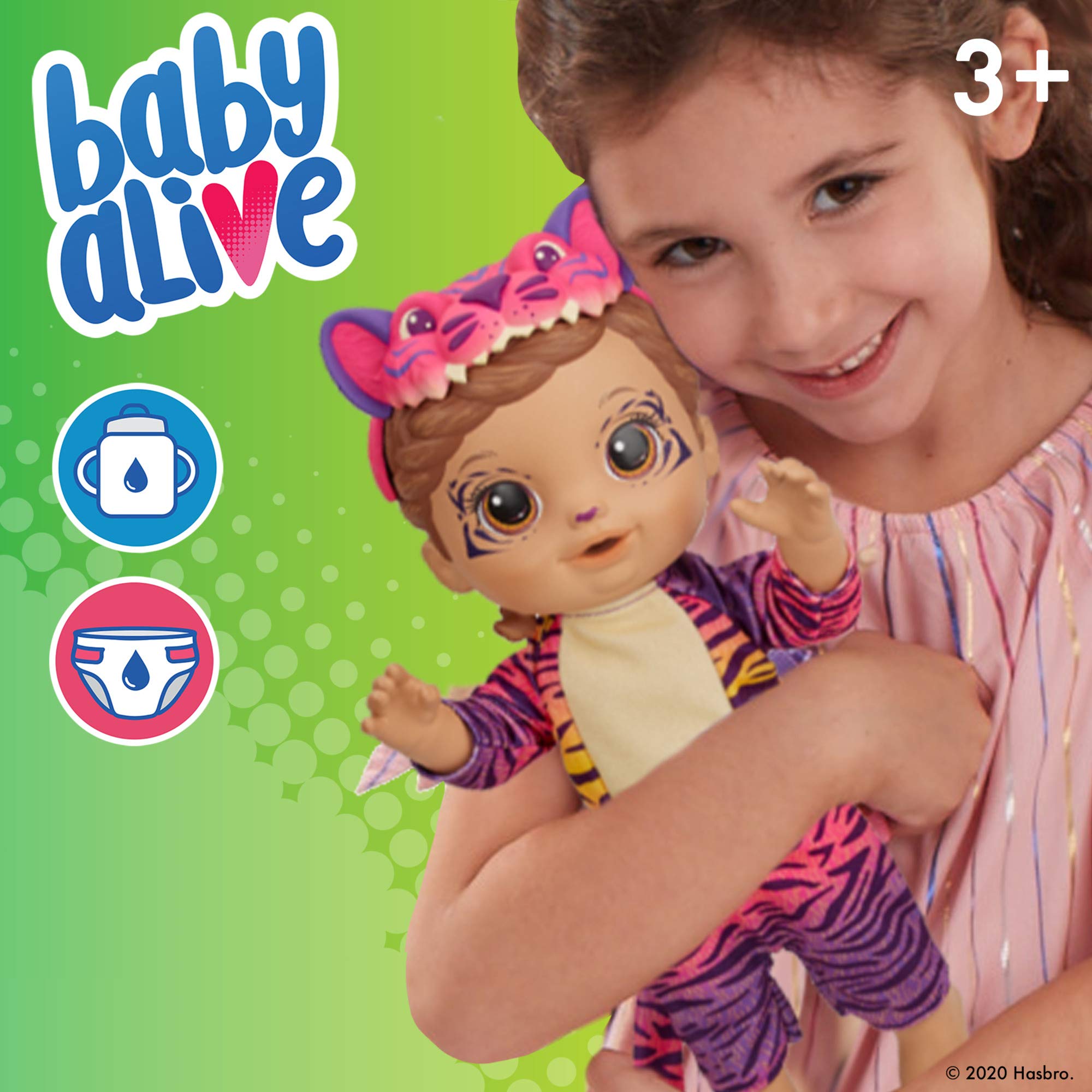 Baby Alive Rainbow Wildcats Doll, Tiger, Accessories, Drinks, Wets, Tiger Toy for Kids Ages 3 Years and Up, Brown Hair (Amazon Exclusive)