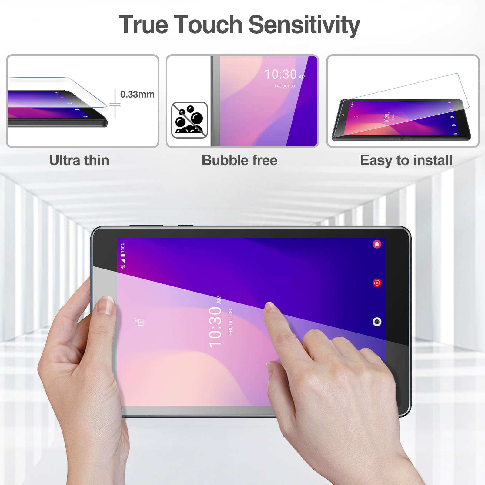 ProCase [2 Pack] Screen Protector for Alcatel Joy Tab 2 2020 Release (Model: 9032Z) / Joy Tab/Joy Tab Kids and Alcatel 3T Tablet 8-inch, Tempered Glass Screen Film Guard Screen Protector –Clear