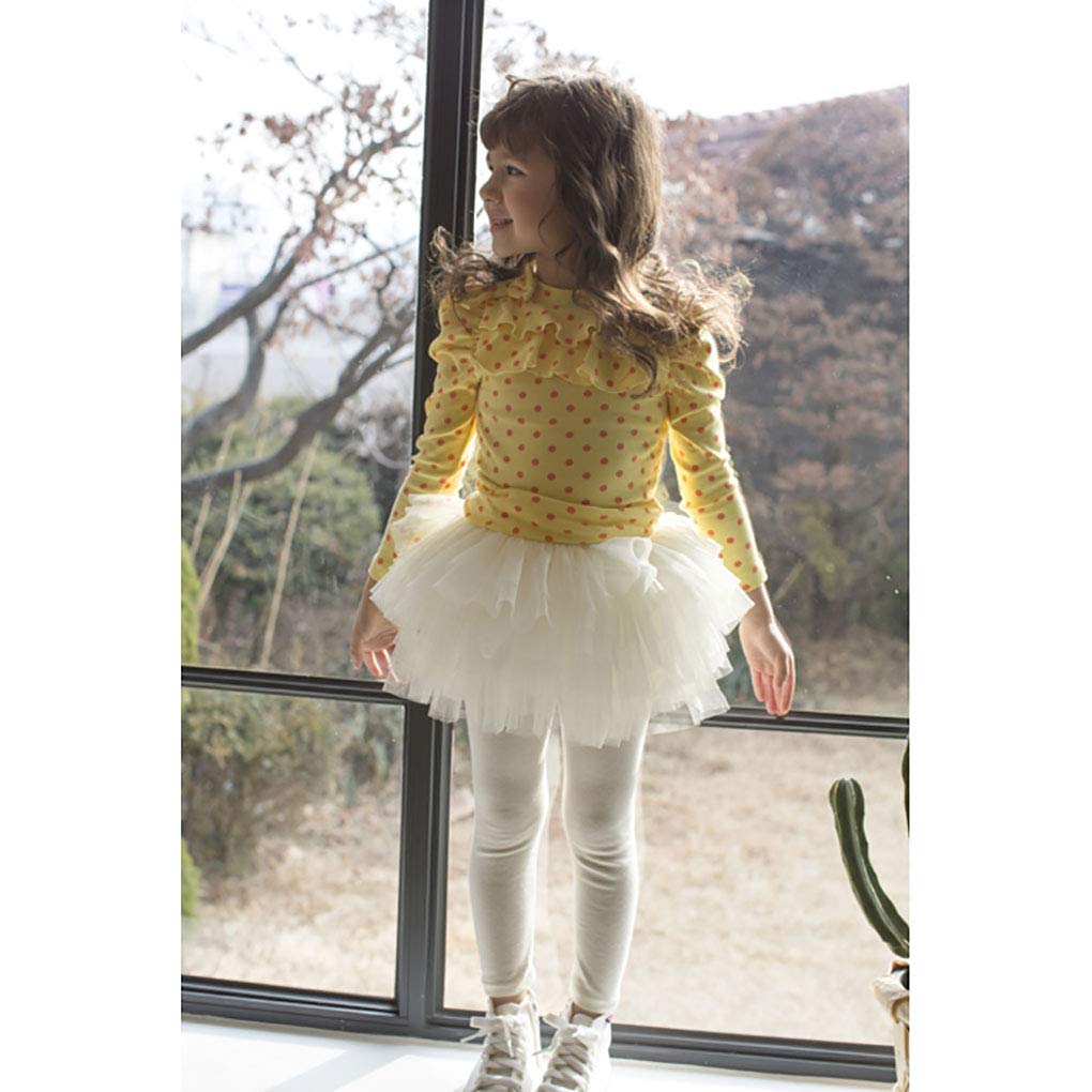 elamccor Baby Toddler Girls' Tutu Leggings Tulle Ruffle Skirted Pants 2-6T Red