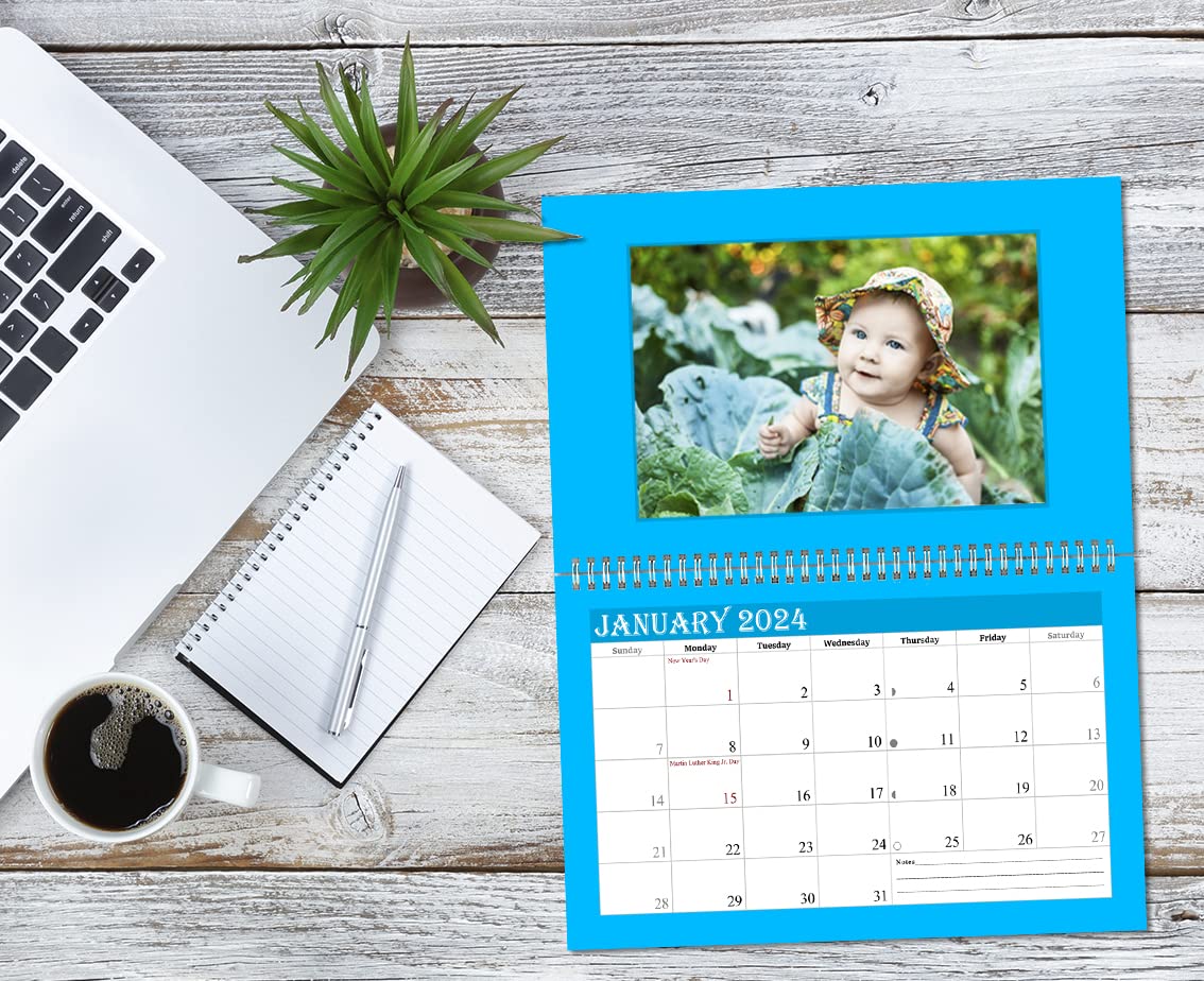 2024 Photo Frame Wall Spiral-bound Calendar (Add Your Own Photos) - 12 Months Desktop/Wall Calendar/Planner - (Geometrics Edition #005)