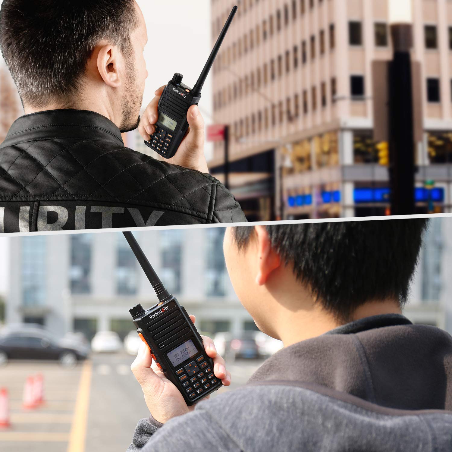 4 Pack Radioddity GA-510 10-Watt Ham Radio Dual Band Handheld High Power Long Range Two Way Radio + 8 Pack 2200mAh Batteries + 4 Pack Programming Cable
