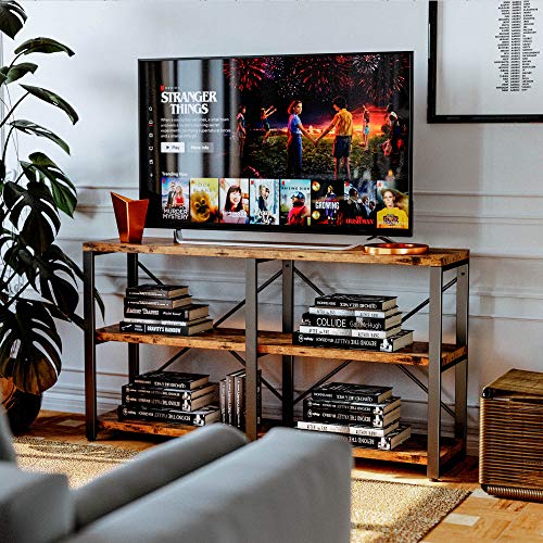 IRONCK Bookshelf Double Wide 3 Tier, Rustic Bookcases, Wood and Metal Bookshelves, Book Shelves for Home Office Decor Display, Easy Assembly