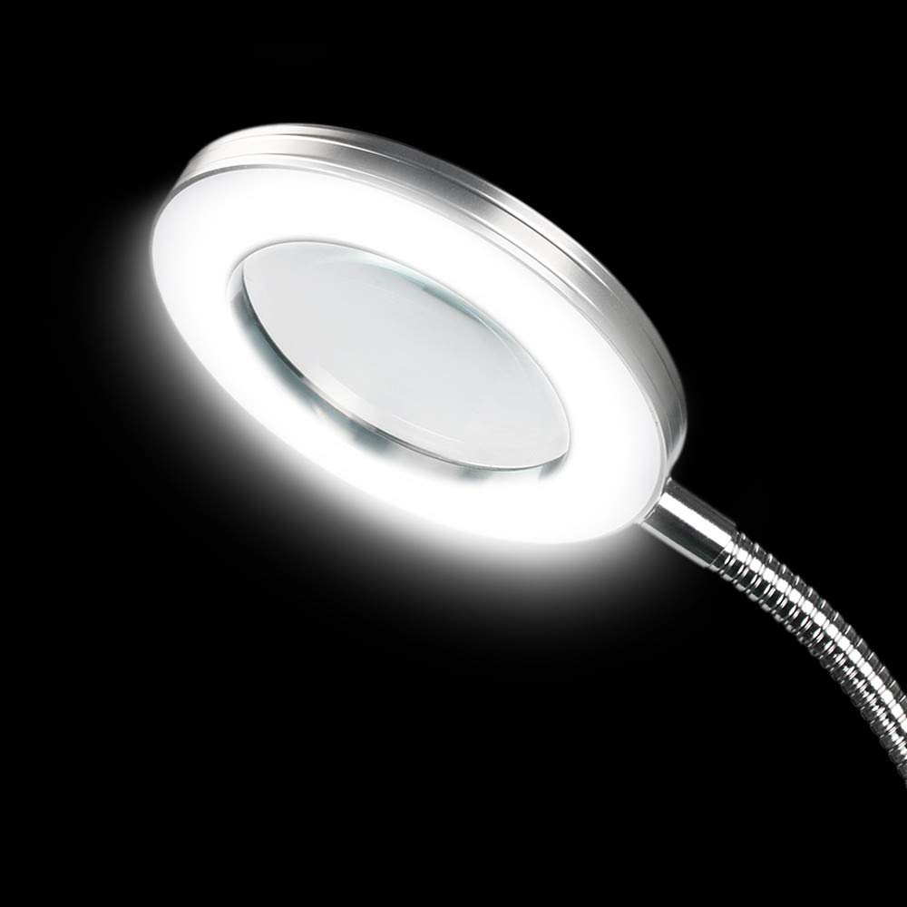 2.5X Magnifying Lamp, ATOMUS LED USB Rechargeable Tattoo Beauty Magnifier Lamp with Metal Clip for Eyebrow Tattoo Manicure Eyelash Extension Read