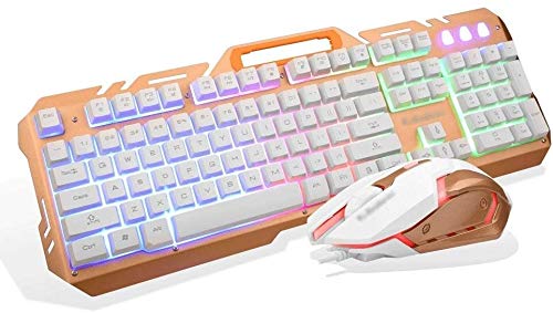 HJJWL Gaming Keyboard and Mouse, Keyboard and Mouse Set,Backlit Mechanical Feel Business Office Keyboard Colorful Breathing Backlit Gaming Mouse for Working or Primer Gaming,Office Device