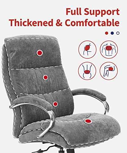 CLATINA Ergonomic Big & Tall Executive Office Chair with Fabric Upholstery 400lbs High Capacity Swivel Adjustable Height Thick Padding Headrest and Armrest for Home Office Gray