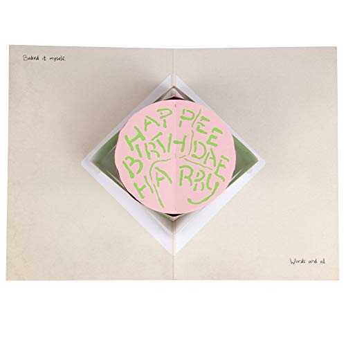 Harry Potter Hagrid Happy Birthday Cake Pop-Up Greeting Card - Deluxe Handcrafted Pop Up Card - 5 x 7