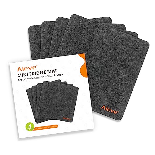 AIEVE Mini Fridge Mat for Stop Refrigerator Condensation, 4 Pcs Refrigerator Liners Mini Fridge Drip Tray to Prevent Small Refrigerator Sweating Inside