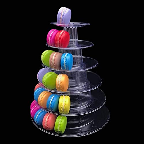 Candora 6-layer Round Macaron Tower Cake Stand Macaron Display Rack for Wedding Birthday Dessert Stand Cake Plate