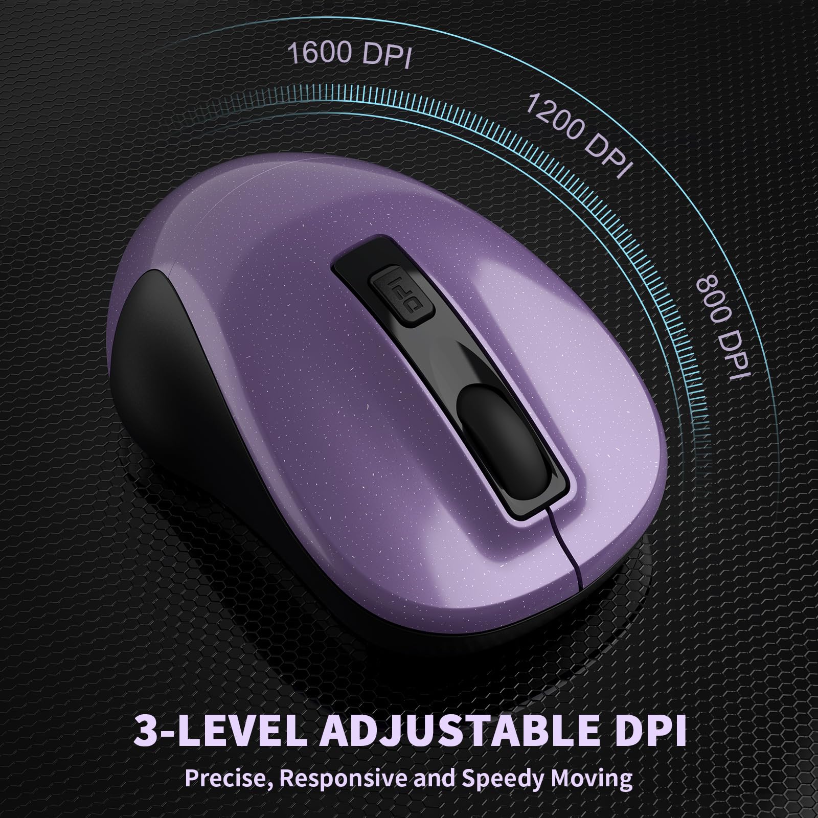 LeadsaiL Wireless Computer Mouse, 2.4G Portable Slim Cordless Mouse Less Noise for Laptop Optical Mouse with 4 Buttons, USB Mouse for Laptop, Desktop, MacBook