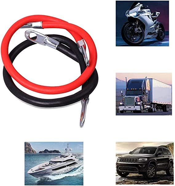 4 AWG Battery Inverter Cables Set, (1 Black & 1 Red) with 3/8 Inch Lugs on Both Ends for Solar, RV, Car, Boat, Auto, Marine (24")