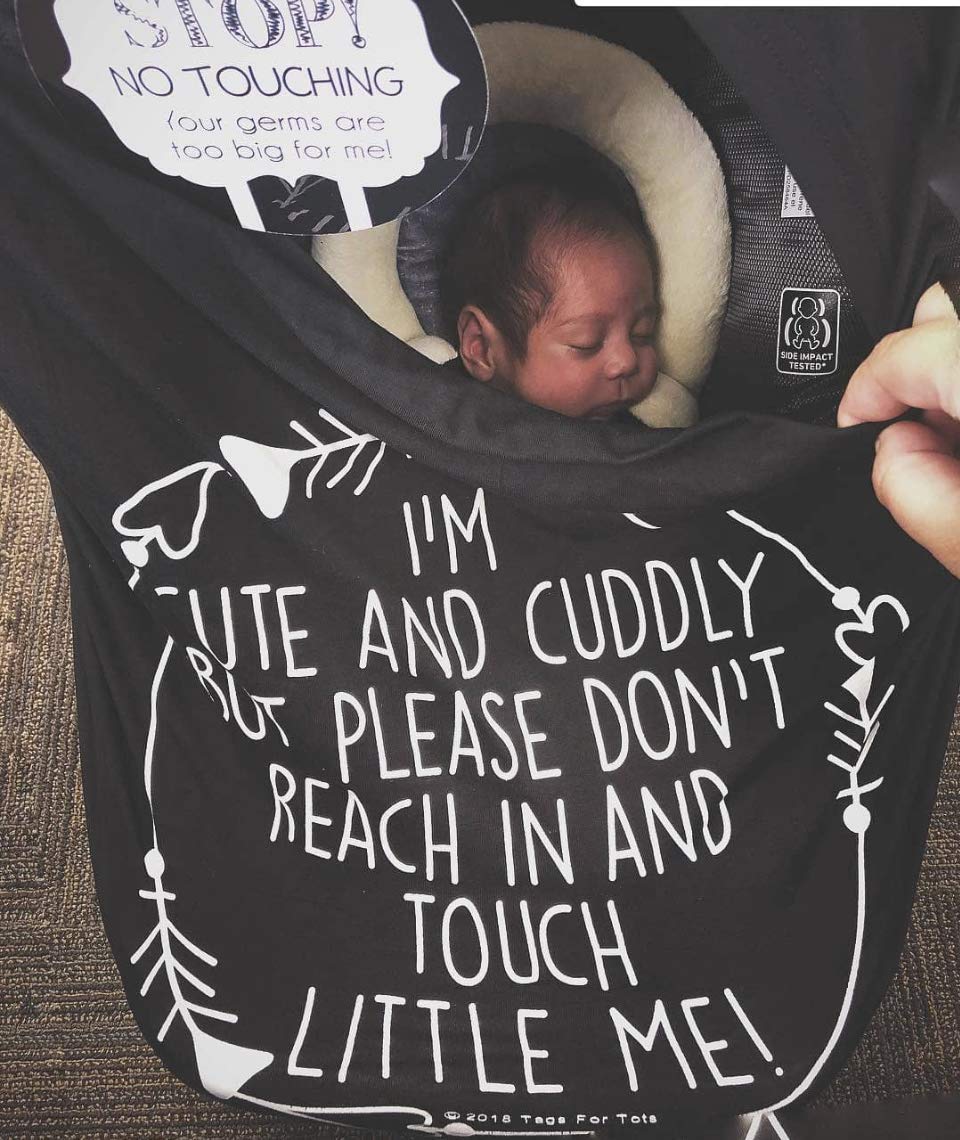 Car Seat 5 in 1 Cover - I'm Cute & Cuddly But Please Don't Touch Little Me (Black)