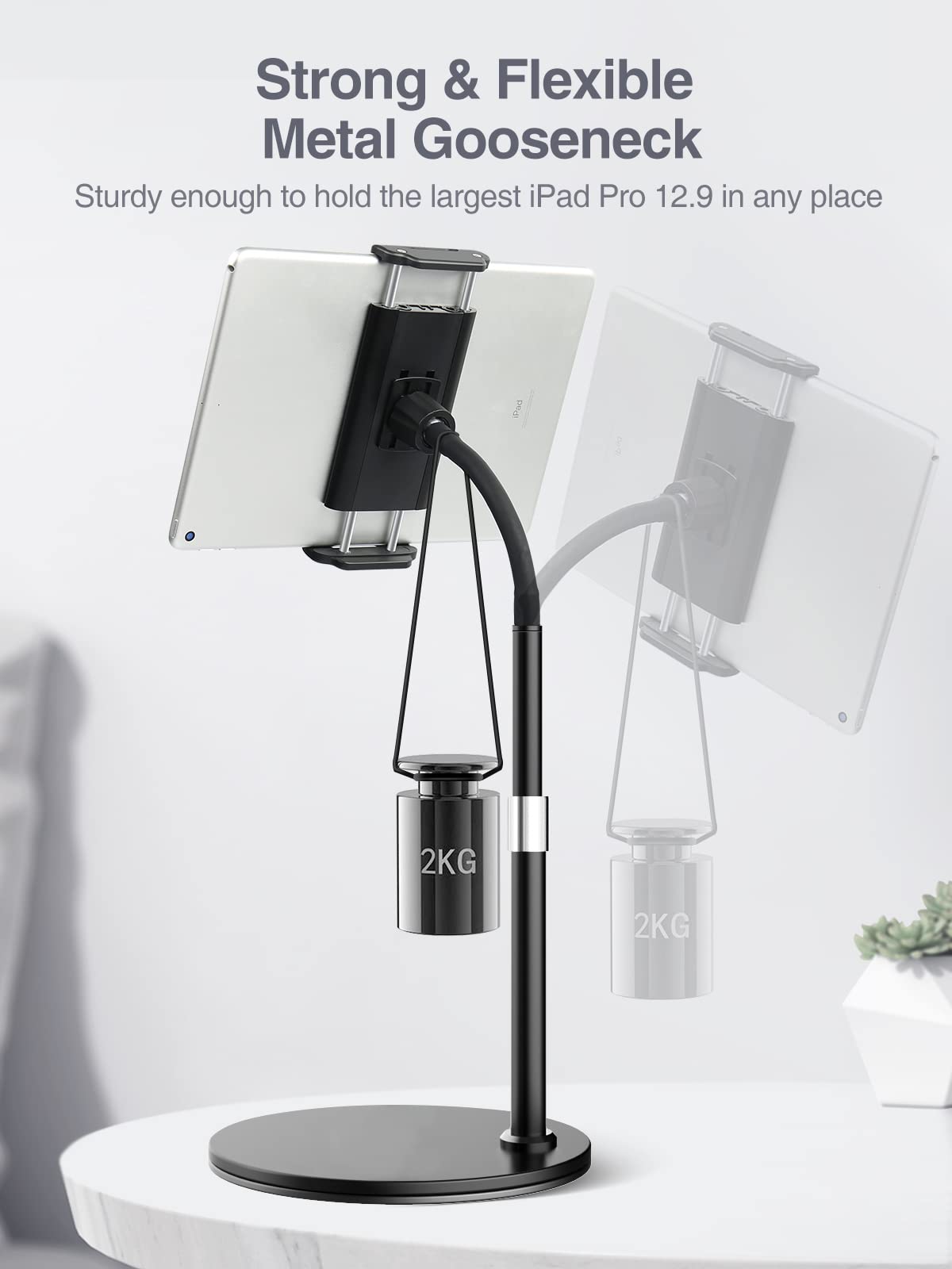 elitehood Tablet Stand Holder, Angle Height Adjustable Phone & Tablet Holder for Desk, Thick Case Friendly iPad Holder Stand Compatible with 4.7-13" iPad, iPad Pro 12.9 Air Mini 4, Tab, Nexus, Kindle