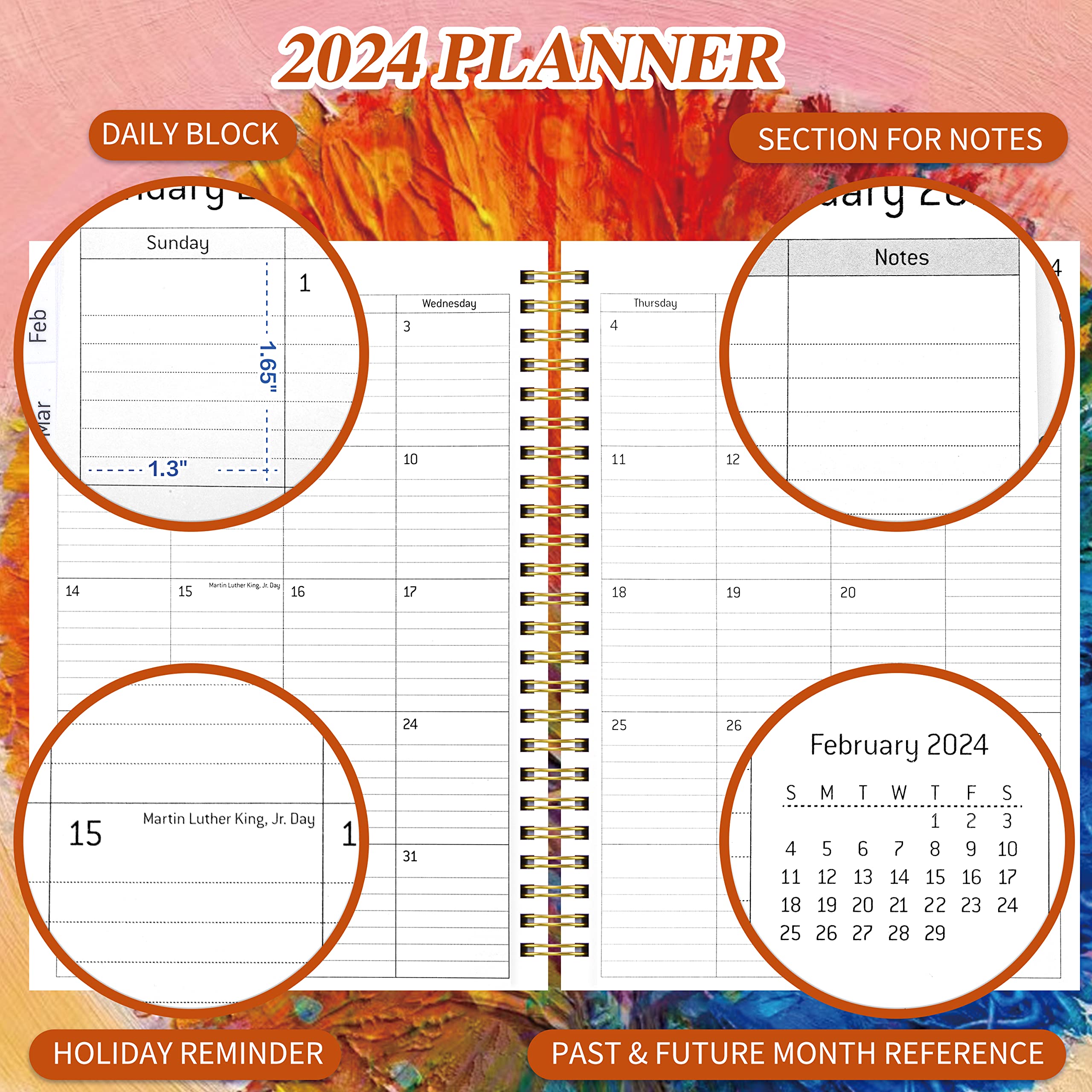 2024 Planner - Academic Weekly & Monthly Planner 2024 with Monthly Tabs, Daily Planner Yearly Agenda Calendar Organizer, Jan 2024-Dec 2024, 6.3" x 8.5"