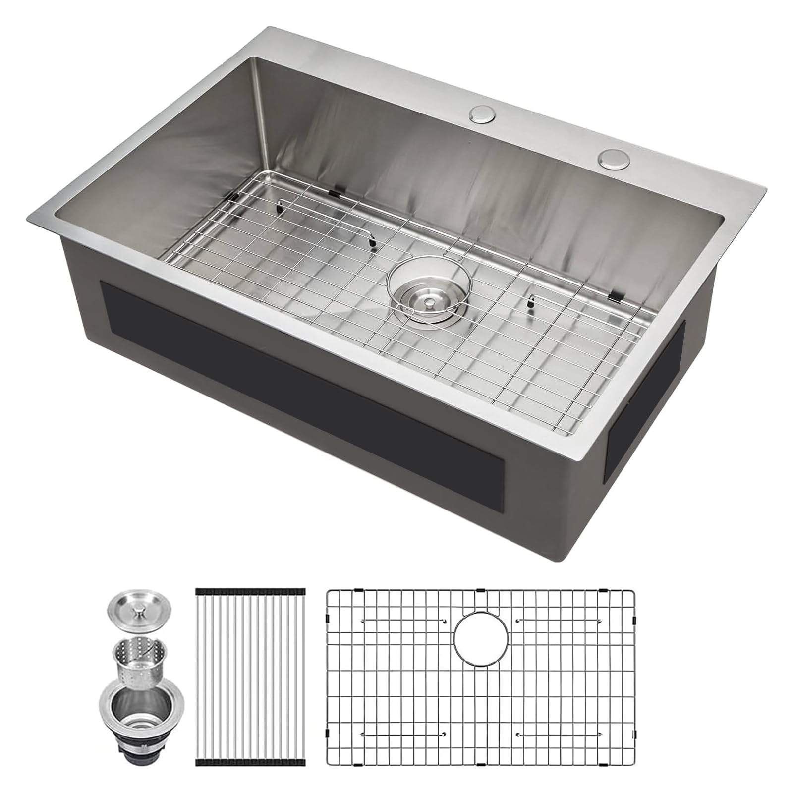 33 Inch Drop In Kitchen Sink - Lordear 33x22 Kitchen Sinks Drop In Stainless Steel Sinks Topmount 16 Gauge T304 Single Bowl Kitchen Sink With 3mm Thickened Plate Round Corners