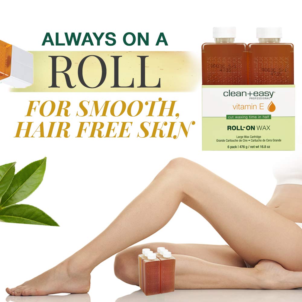 Clean & Easy Vit E Roll-On Wax 6-pack Large Vitamin E, Net Wt. 16.8 oz