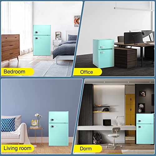 Havato 3.2 Cu.Ft Mini fridge with Freezer, Double Door Compact Refrigerator, Retro Mini Refrigerator for Dorm, Office, Bar, RV, Bedroom, (Green)