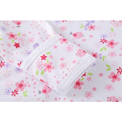 Baby Girls Sleep Gown - 100% Cotton Soft Lightweight No-Scratch Mittens Baby Sleeping Bag - Pink 90