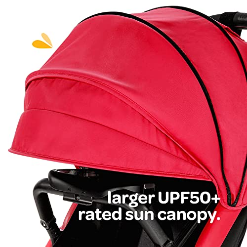 Larktale chit Chat Plus | Lightweight Full-Featured Stroller for Newborns and Toddlers | Compact Folding Stroller for Travel Featuring Eco-Friendly Materials and One-Handed Steering, Barossa Red