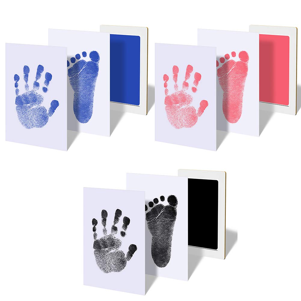Baby Hand and Footprint Picture Frame Kit, PChero"Clean-Touch" Ink Pad with Paper Photo Frame, Personalized Gifts for Newborn Showers Registry