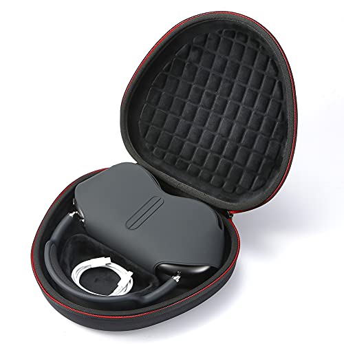 Hard Travel Carrying Case for Apple AirPods Max Headphone and It's Accessories, Protective Storage Bag - Black(Black Lining)