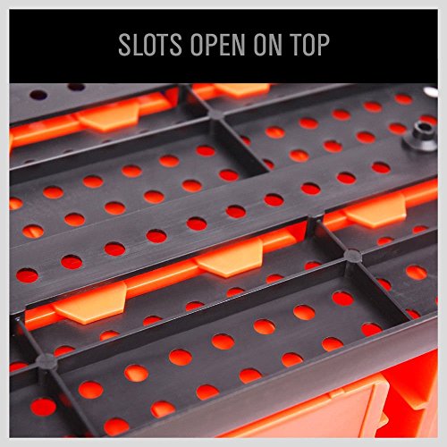 HORUSDY Wall Mounted Storage Bins Parts Rack 30PC Organizer Garage Plastic Shop Tool for Men's Gift