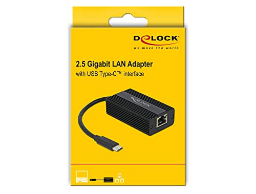 DeLOCK 65990 USB C Adaptor/Thunderbolt 3 to Gigabit Ethernet LAN 2.5 Gbit NBase-T 2,500 Mbps RJ45 Female