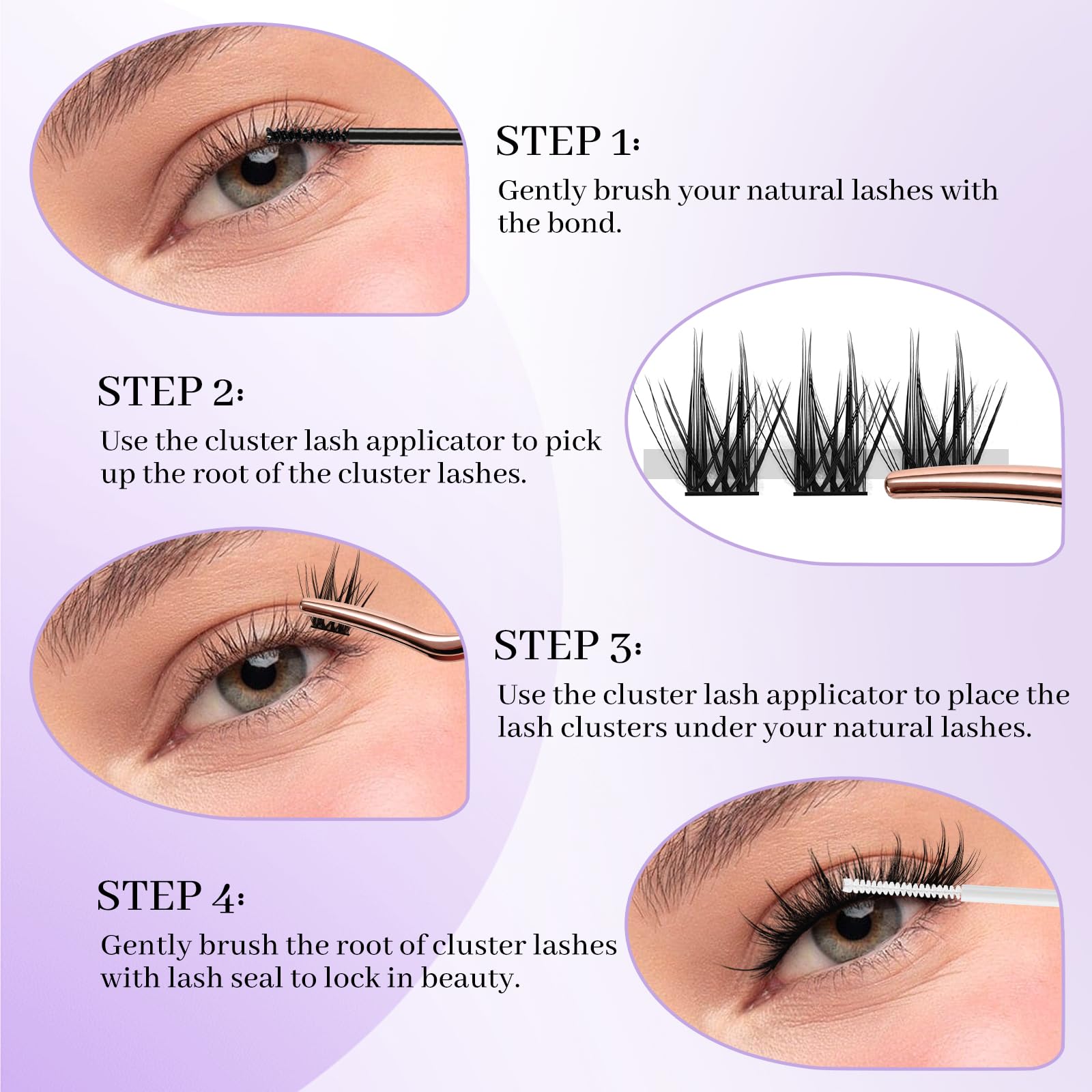 384 Pcs Cluster Lashes, Melakia 2 Style DIY Eyelash Extensions Mix 10-16mm, Thin Band Lash Clusters, Mega Soft Individual Cluster Lashes at Home (Wispy and Natural D Mix 10-16mm)