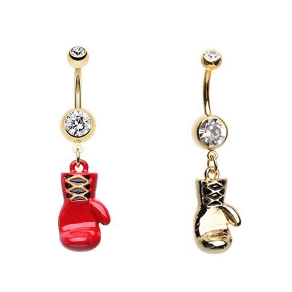 2-Pack Set Boxing Glove Dangle Belly Button Navel Rings