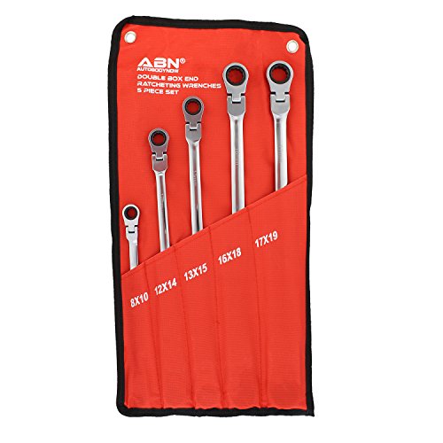 ABN 5pc Ratcheting Wrench Set - Ratchet Tools Double End Flex Head Replacement Tools for Metric Ratcheting Wrench Set