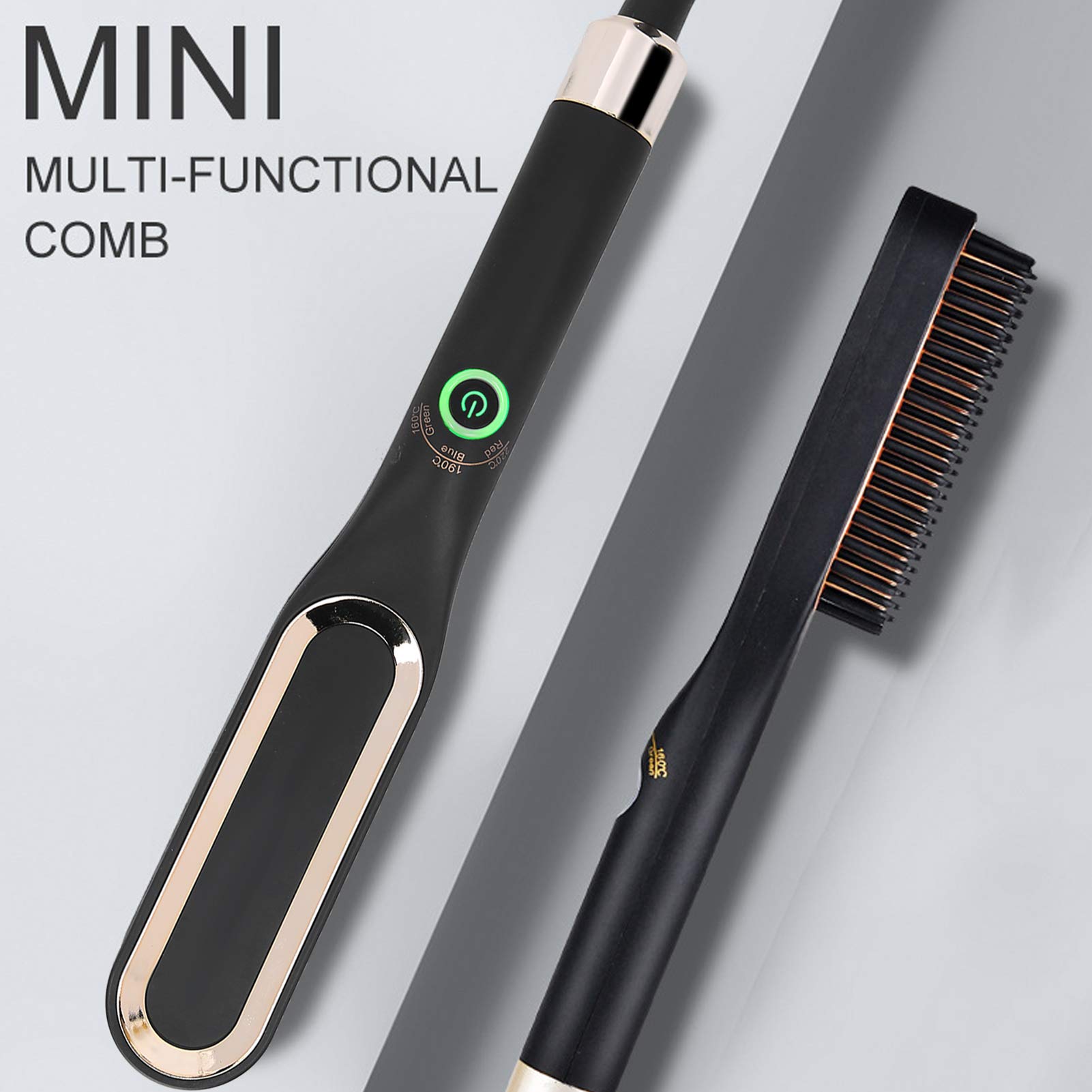 Premium Beard Straightener for Men - Electric Beard Straightening Comb Beard Comb and Heated Beard Brush Multifunctional Beard Straightener Brush for Men (US)