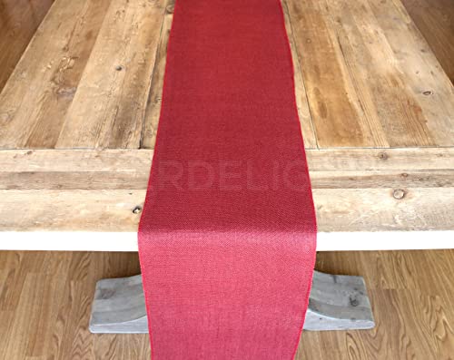 CleverDelights 12" Premium Red Burlap Roll - 50 Yards - No-Fray Finished Edges - Natural Jute Burlap Fabric