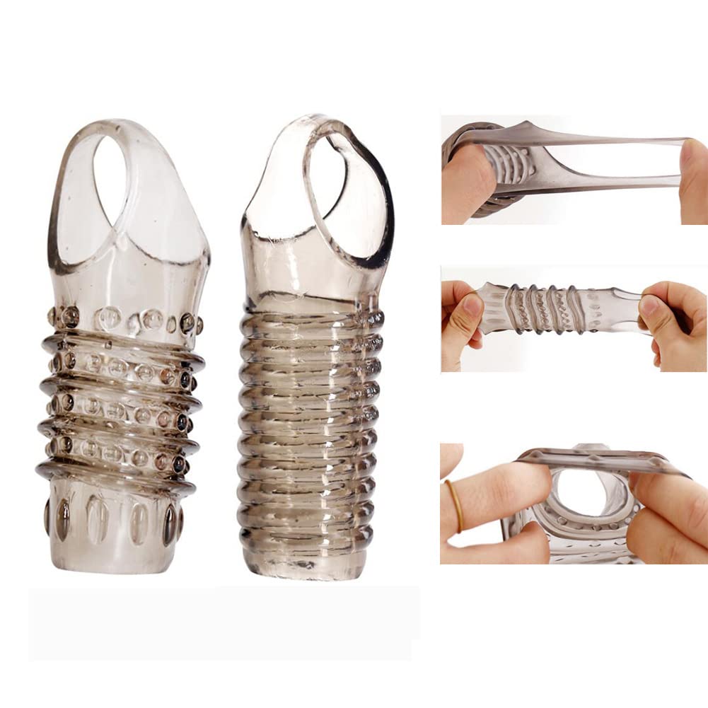 2pcs Silicone Penis Sleeves,Delayed Soft Sleeve for Penis Reusable Penis Ring,Enlargement Sex Toys for Men