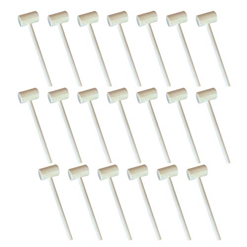 NUOBESTY Wooden Hammers Mallet Solid Wood Flat Head Kids Hammering and Pounding Toys, Pack of 20