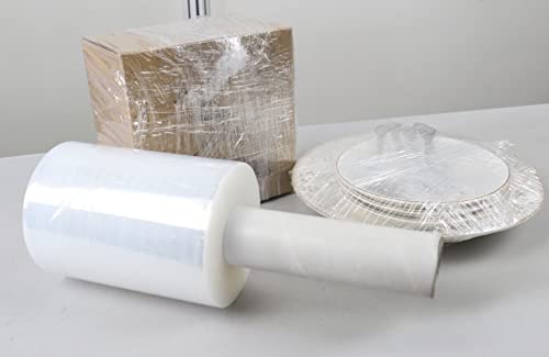4 Pack Industrial Mini Clear Stretch Wrap with Handle 5" 1000ft 80 Gauge for Pallet Wrap, Durable Self-Adhering Plastic Wrap for Packing, Moving, Heavy Duty, BOMEI PACK