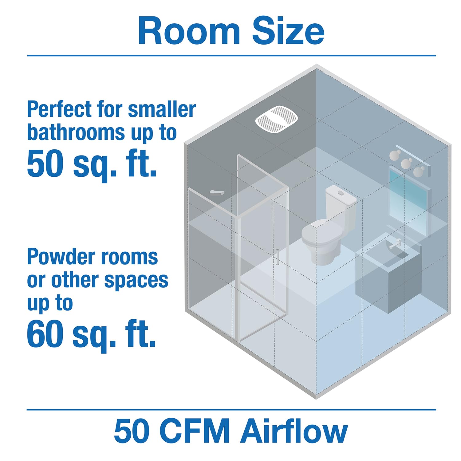Air King AS54 Advantage Bath 50-CFM at 3.0-Sones, White Finish Exhaust Fans, Medium