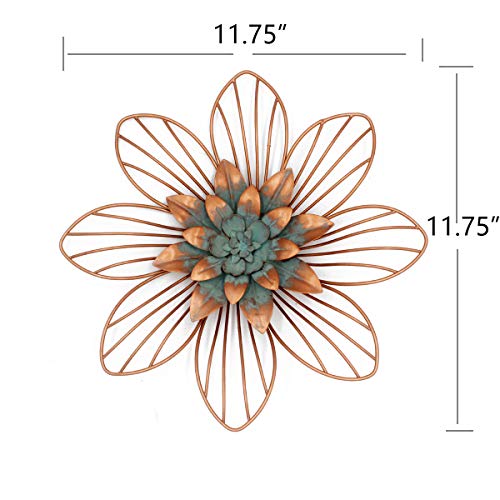 Funerom Metal Floral Wall Decoration Flower Wall Decor(Copper 11.75x1.2x11.75 inches)