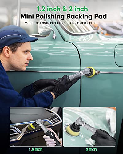 Aiment Mini Polisher w/ 2 Batteries, Cordless Polisher Small Buffer Car Detailing Kit for Vehicle Corner Polishing Paint Correction, Micro Car Polisher w/ 6 Speeds 2000-5000RPM