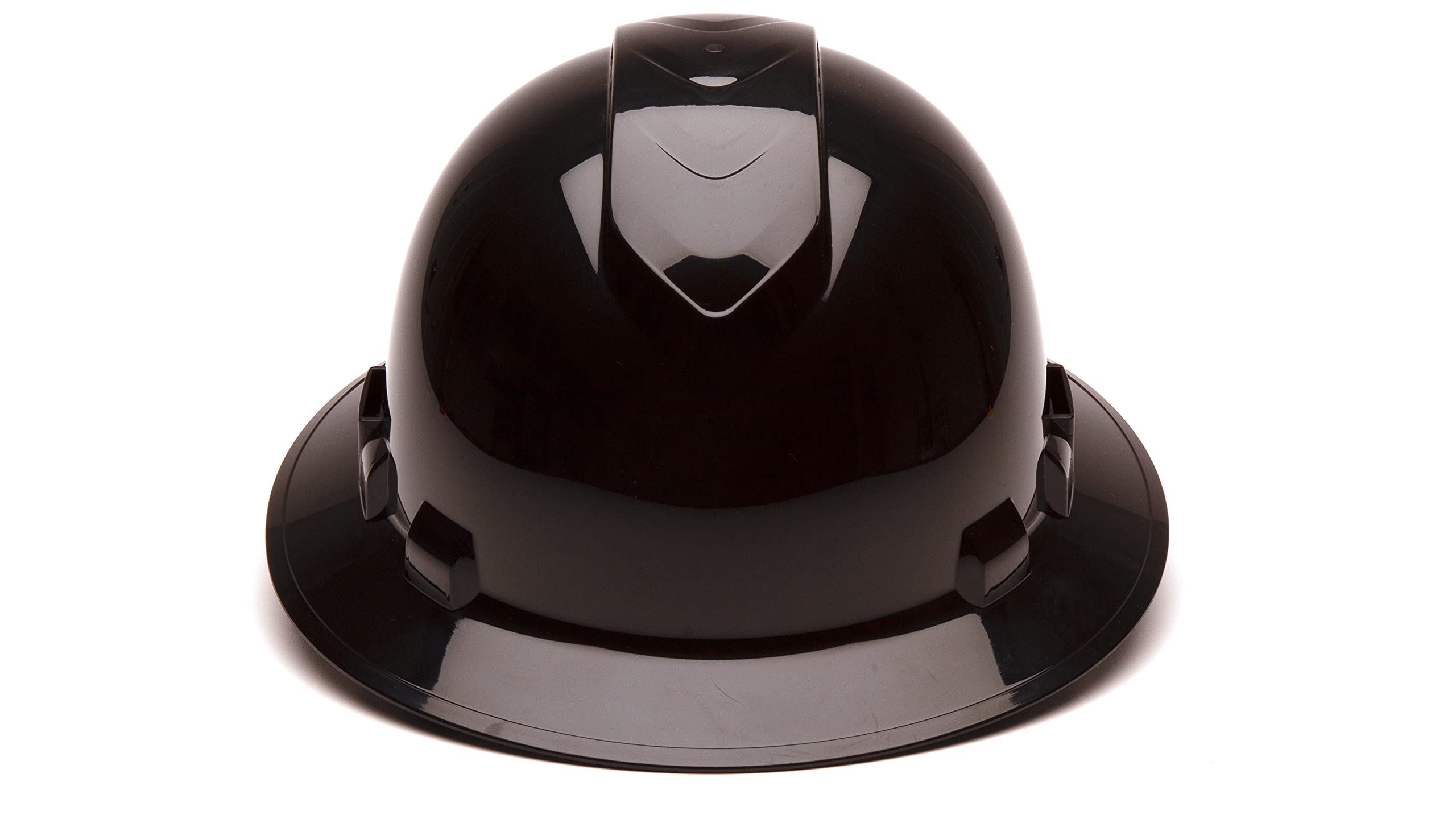 Pyramex Safety Ridgeline Full Brim Hard Hat, Vented, 4 Point Ratchet Suspension, Black, Medium